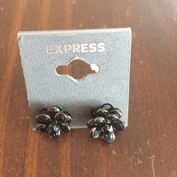 Express | Jewelry | 22 Express Black Silver Floral Stud Earrings | Poshmark